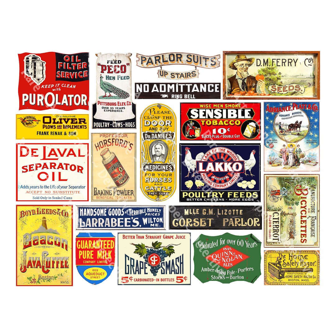 Miniature Advertising Signs, Digital Graphics Sheet, Re-sizable Model ...