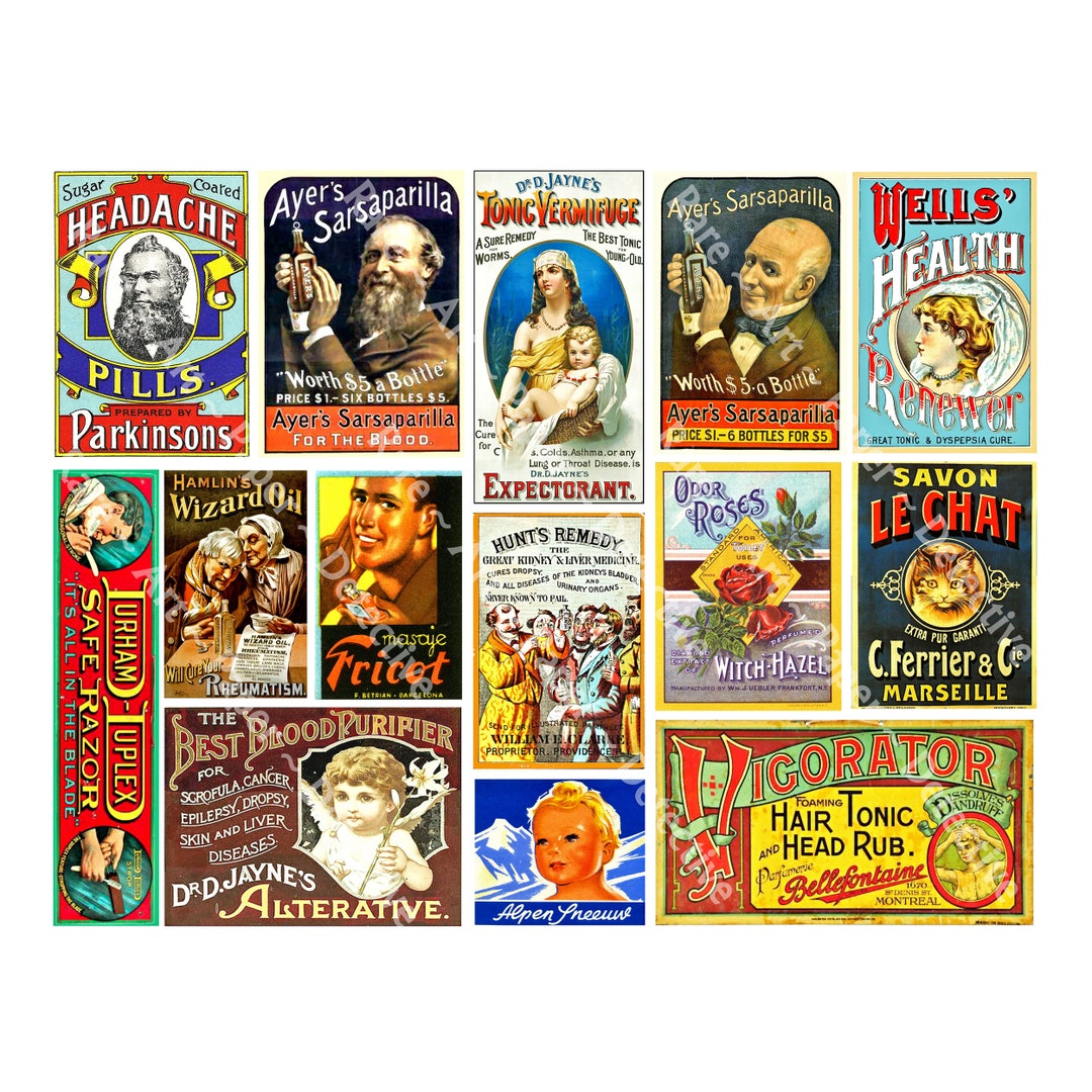 14 Pcs Victorian Style Apothecary, Beauty & Chemist Graphics, Antique ...