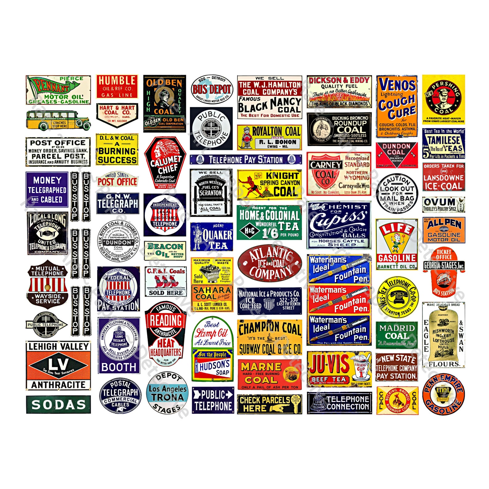 Model Railroad & Dollhouse Signs 4 Printable Sheets 256 - Etsy