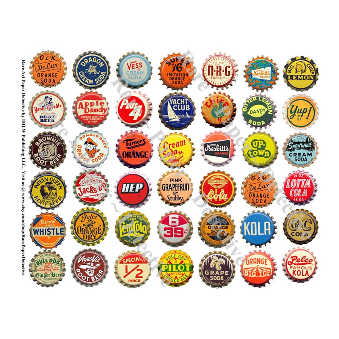 Soda Bottle Caps - Digital Download, 42 Pop Bottle Cap Images, Kitchen ...