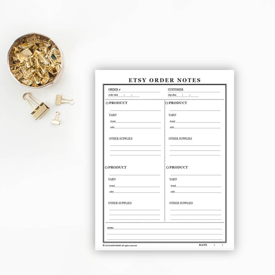 Etsy Order Notes, Guided Notes, Instant Download PDF, Knit Crochet ...
