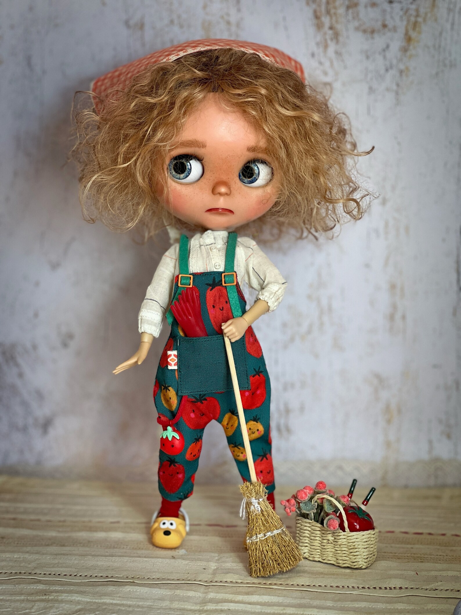 Special Outfit for Blythe,cute Tomato Set for Doll,shirt,overalls,scarf ...