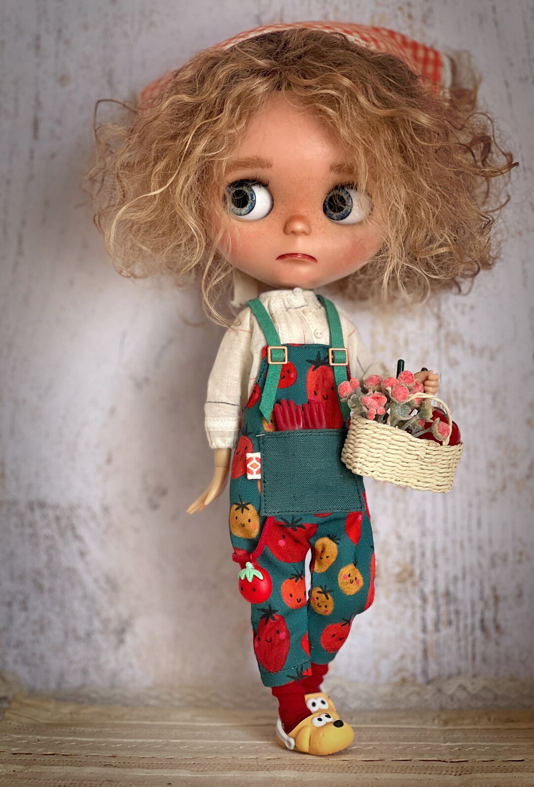 Special Outfit for Blythe,cute Tomato Set for Doll,shirt,overalls,scarf ...