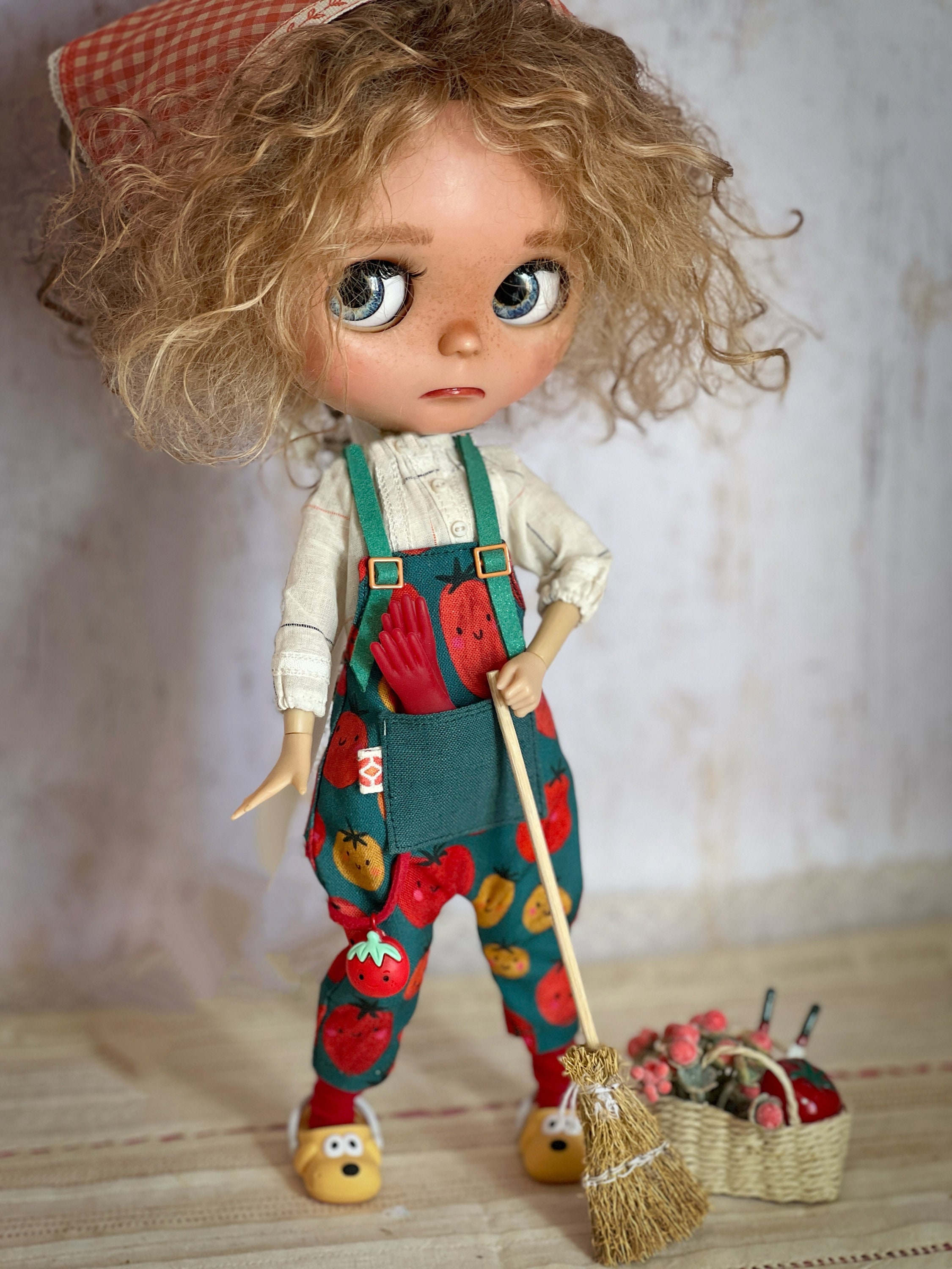 Special Outfit for Blythe,cute Tomato Set for Doll,shirt,overalls,scarf ...