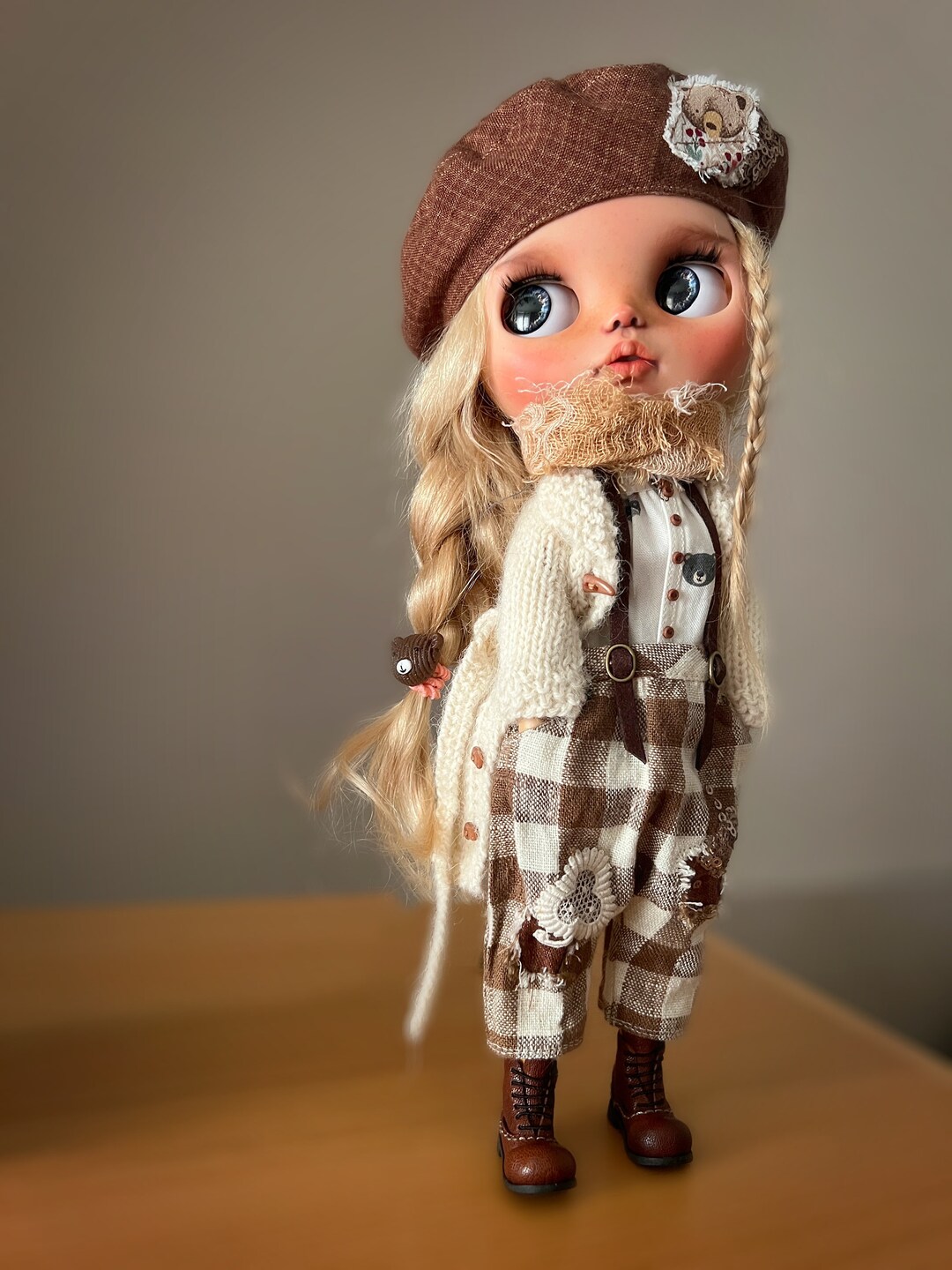 Blythe Doll Special Outfit, Suspender Pants, Shirt, Coat and Beret for ...