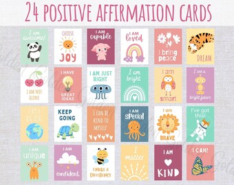 Kids Positive Affirmation Daily Cards 100 Printable Rainbow - Etsy