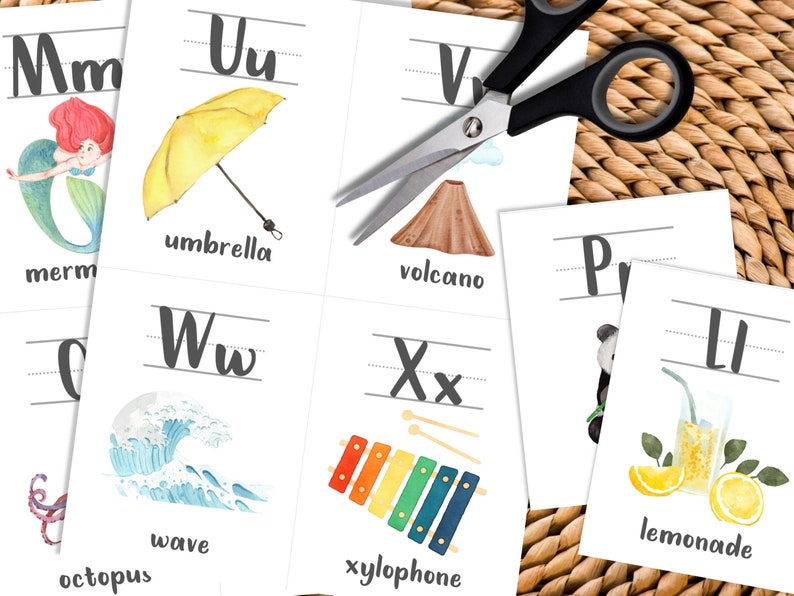 Watercolor Alphabet Bundle Flashcards Poster Beginning - Etsy