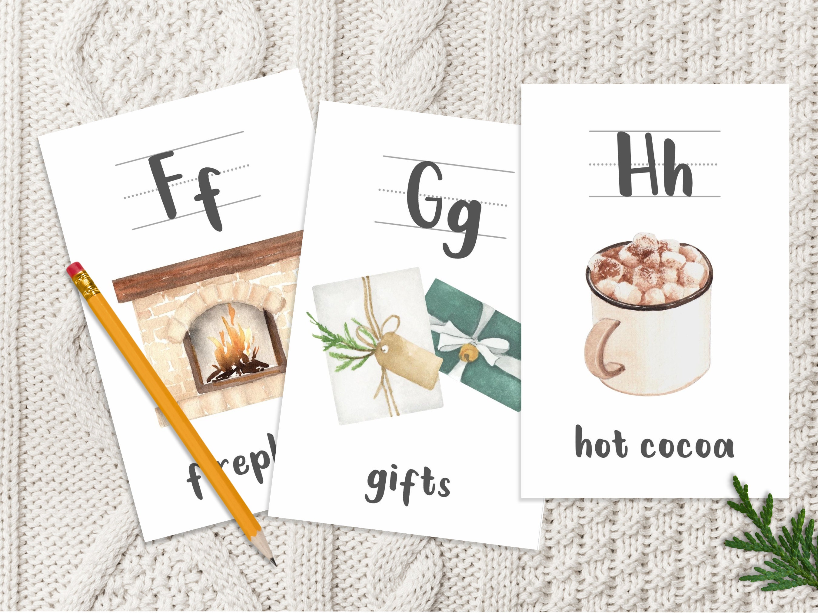 Watercolor Alphabet Cards WINTER THEMED - Etsy