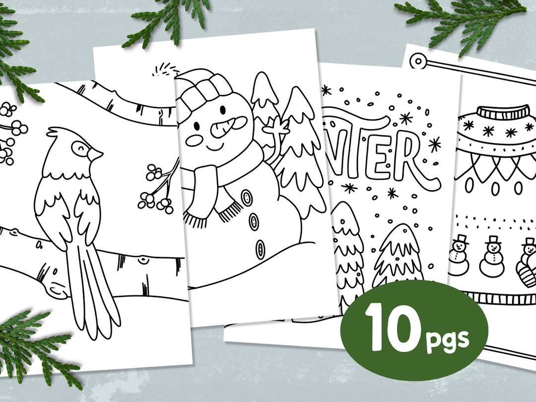 Winter Coloring Pages, Instant Download PDF - Etsy