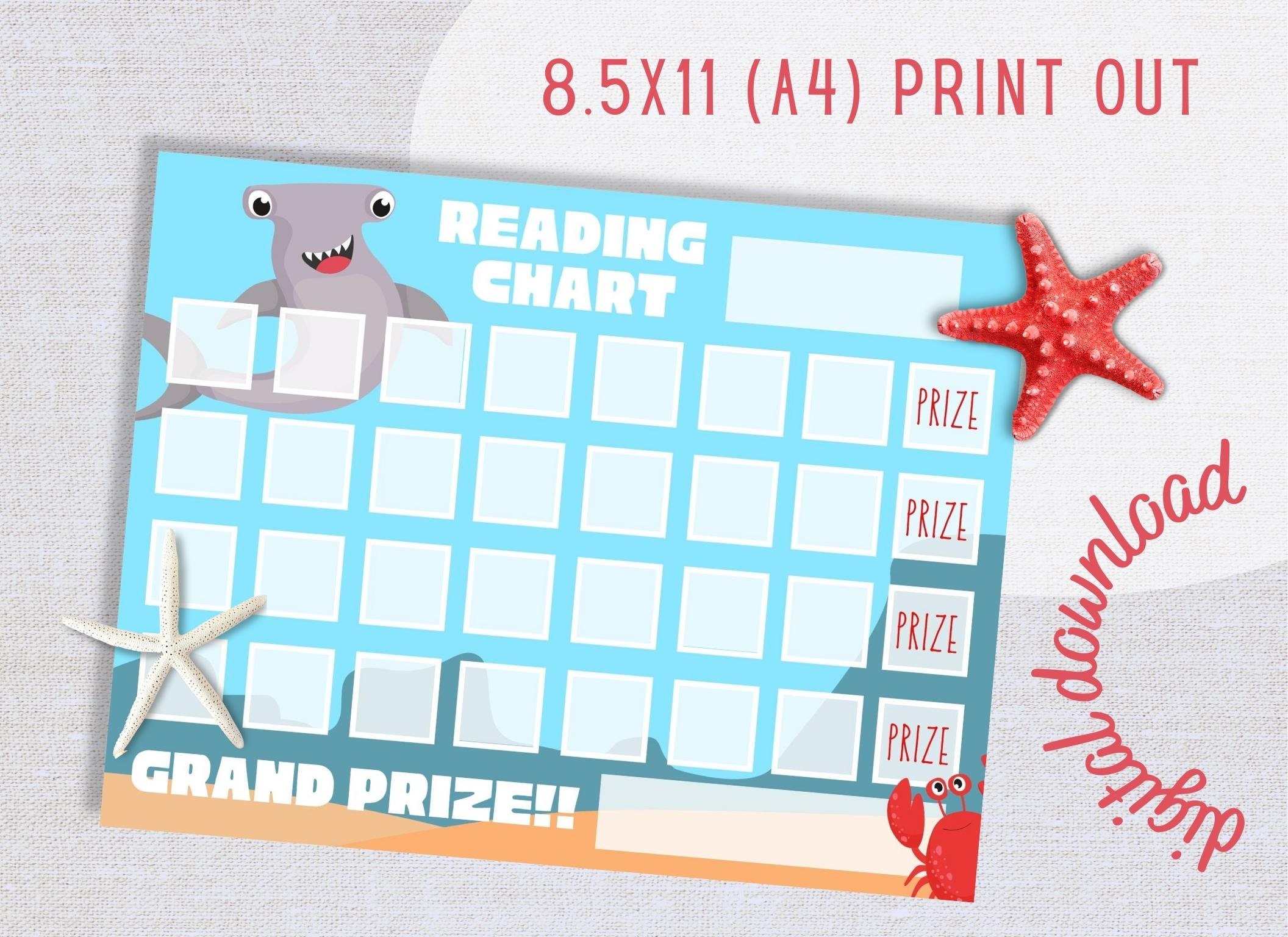 Kids Shark Reading Log - Etsy