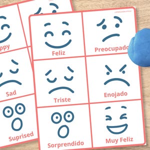 Six Emotions Play Dough Mats, Multicultural, Spanish Included - Etsy