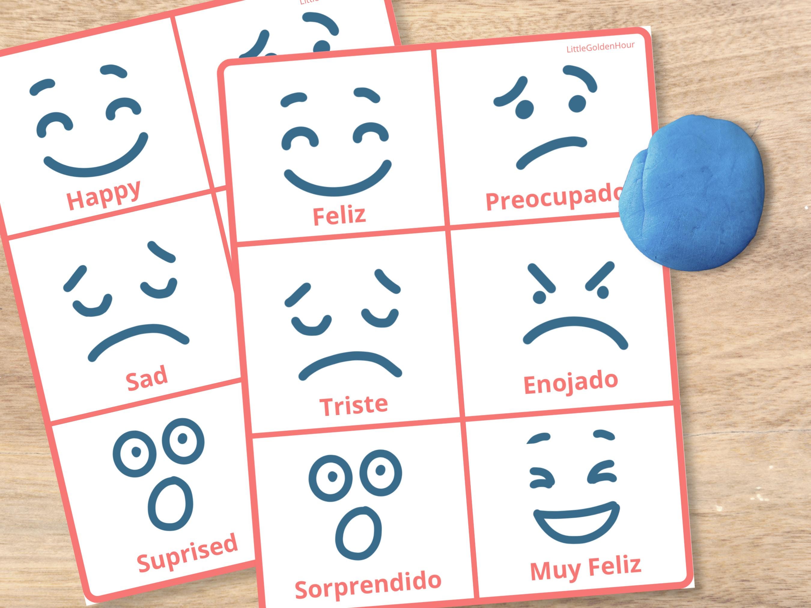 Six Emotions Play Dough Mats, Multicultural, Spanish Included - Etsy