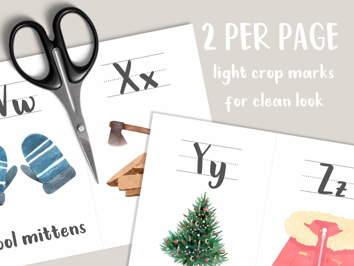 Watercolor Alphabet Cards - WINTER THEMED - Etsy