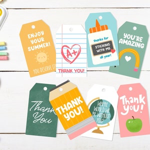 Teacher Appreciation Gift Tags: Printable Thank You Notes (digital ...