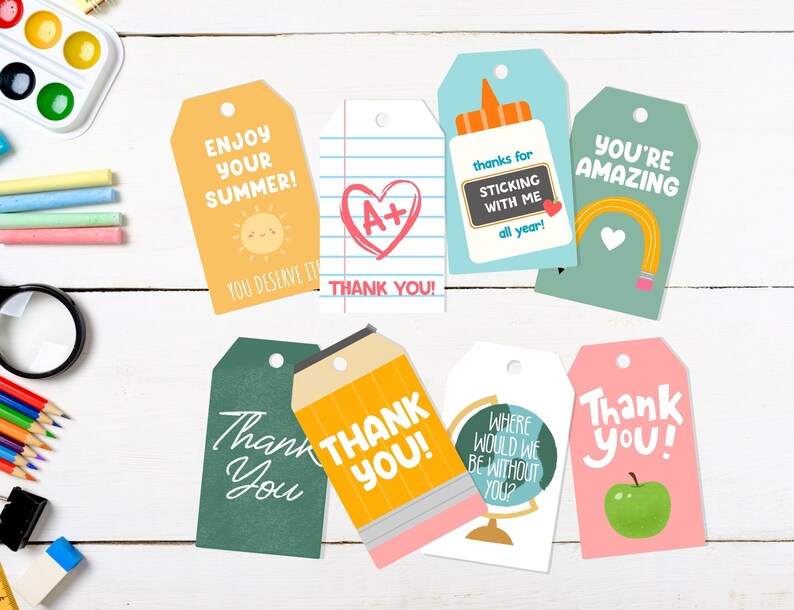 Teacher Appreciation Gift Tags: Printable Thank You Notes (digital ...