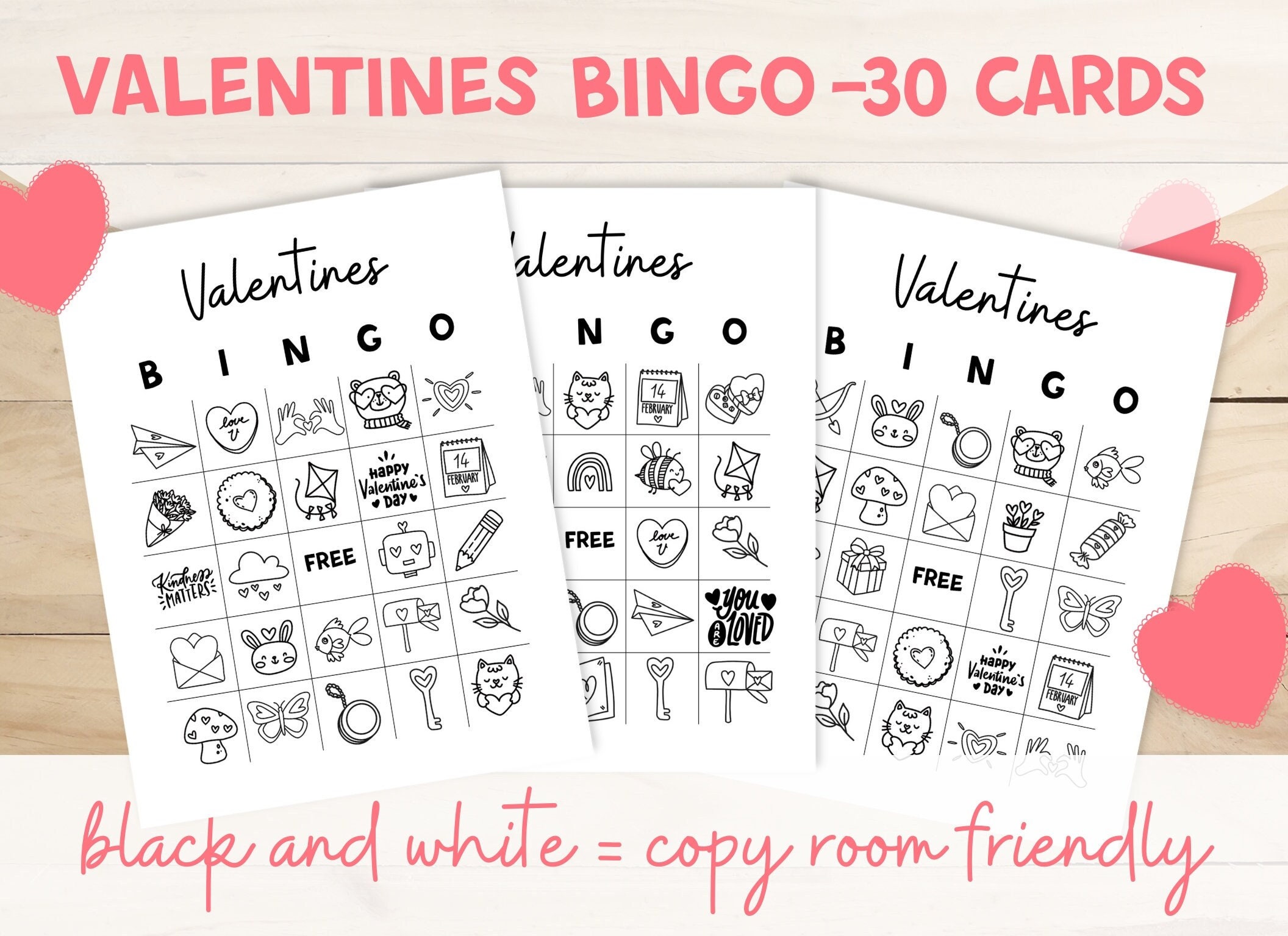 Valentines Bingo, 30 Unique Cards - Etsy