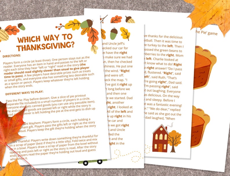 Left Right Thanksgiving Game, Pass the Prize Game - Etsy