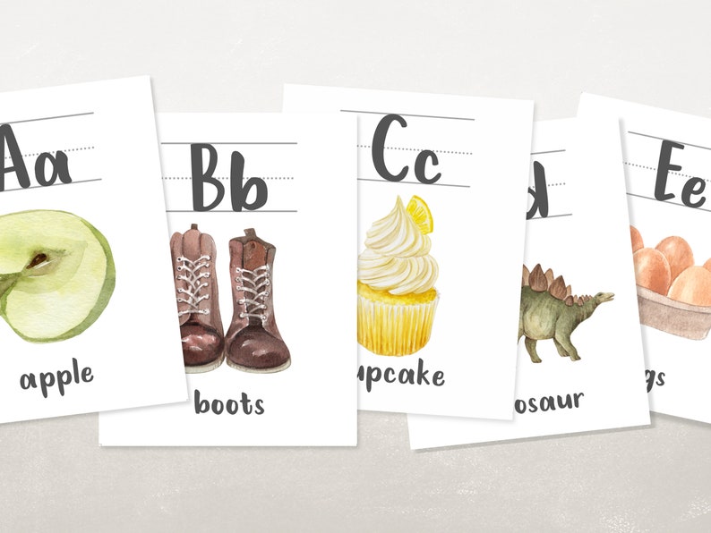 Watercolor Alphabet Cards, Both Classroom Size and Flashcard Size ...