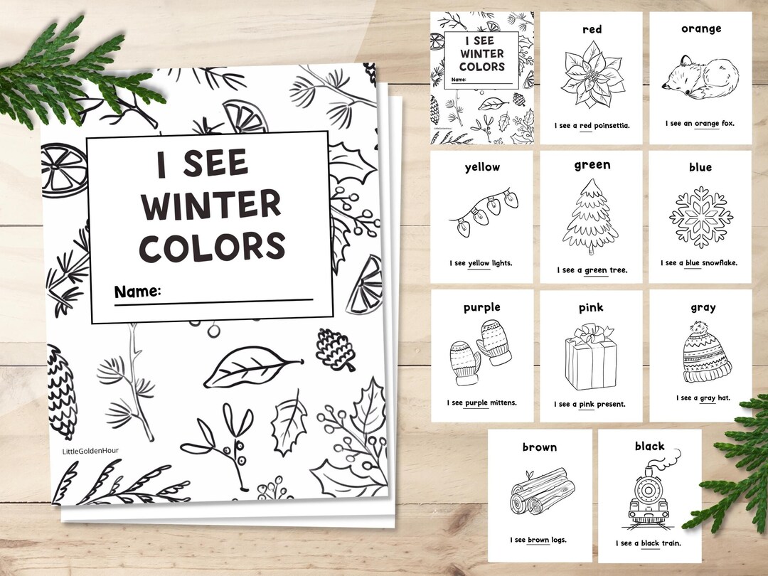 Winter Colors Packet, Emergent Reading, Coloring Pages - Etsy