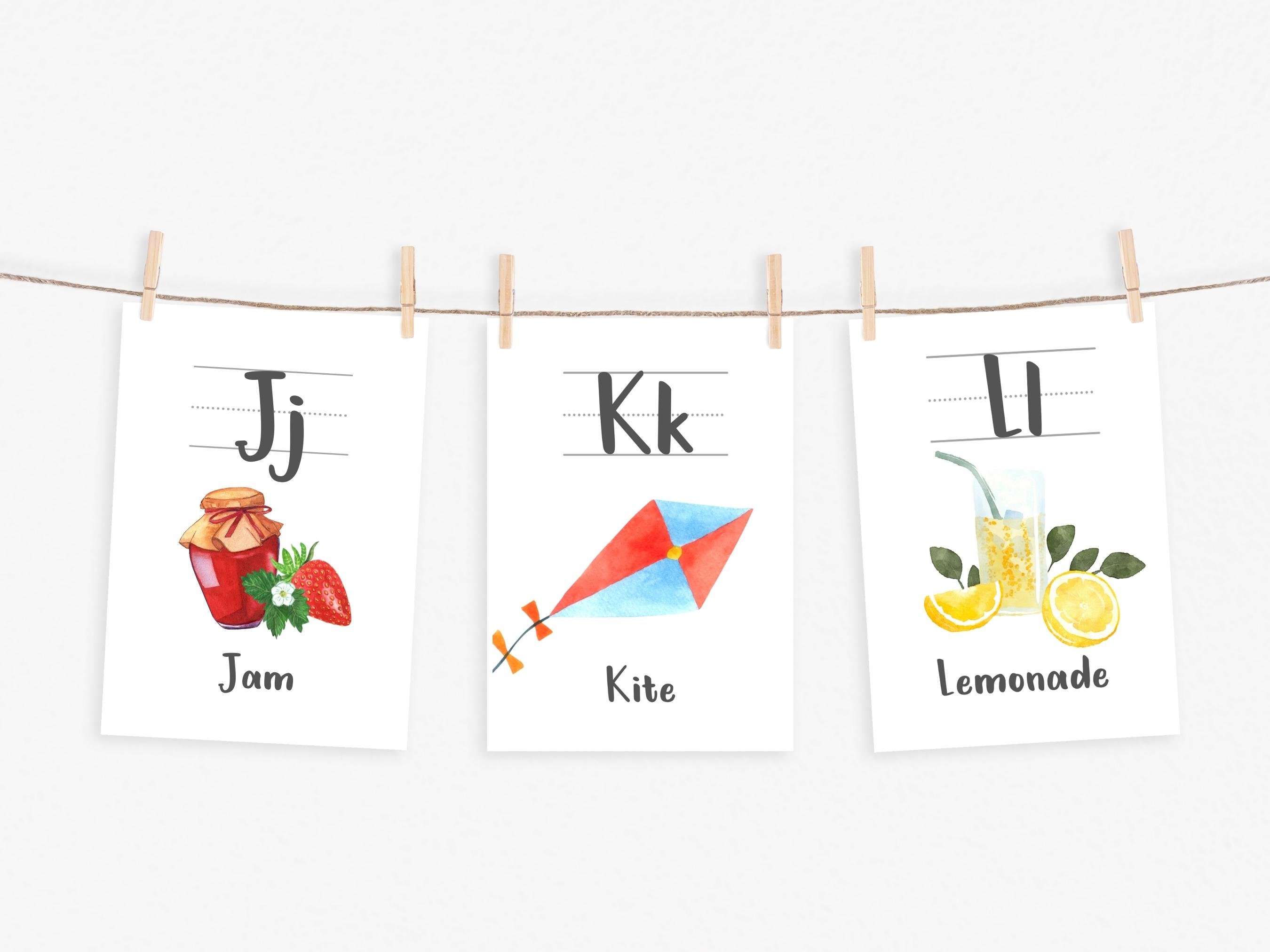Watercolor Alphabet Cards Both Classroom Size and Flashcard - Etsy