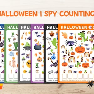 Halloween I Spy Counting Game, Set of Six, Party Game, Digital Download ...