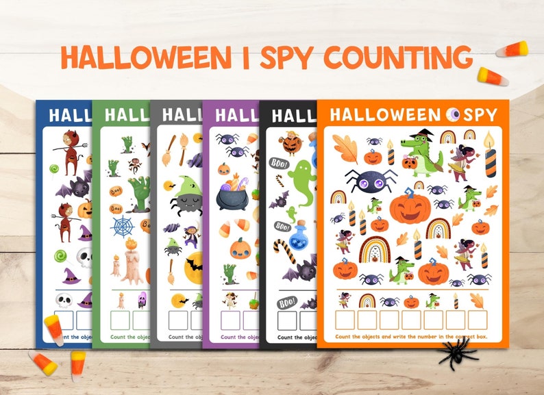 Halloween I Spy Counting Game, Set of Six, Party Game, Digital Download ...