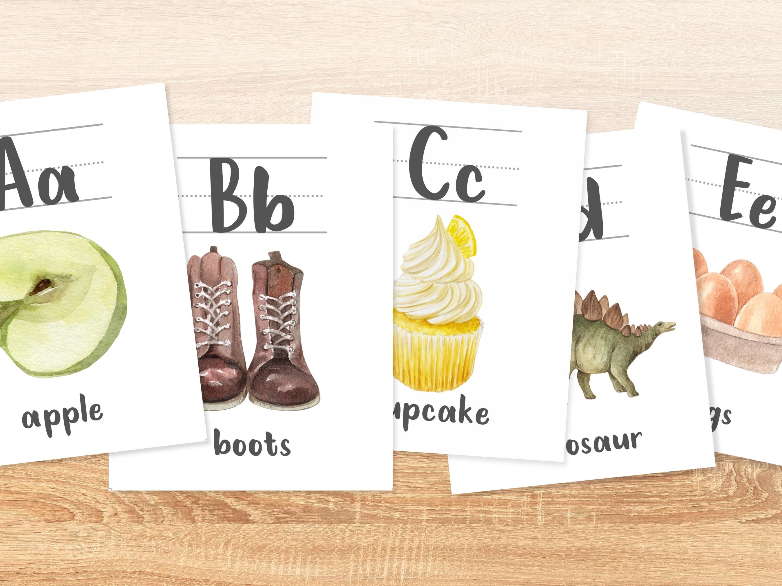Watercolor Alphabet Cards Both Classroom Size and Flashcard - Etsy