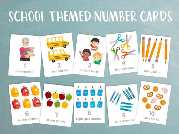 School Themed Number Cards Number Matching Number Flash - Etsy