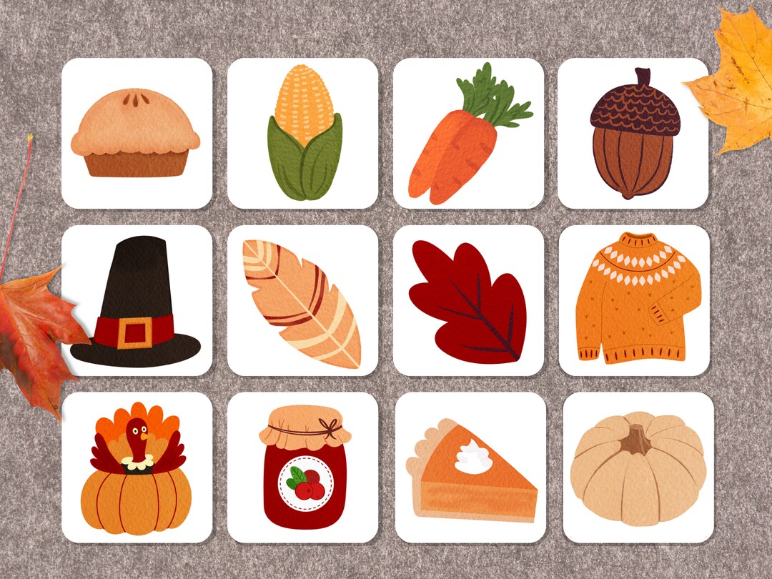 Thanksgiving Memory Game: A Beautifully Illustrated Pre K Activity - Etsy