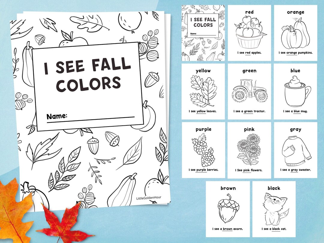 Fall Colors Packet, Emergent Reading, Coloring Pages - Etsy