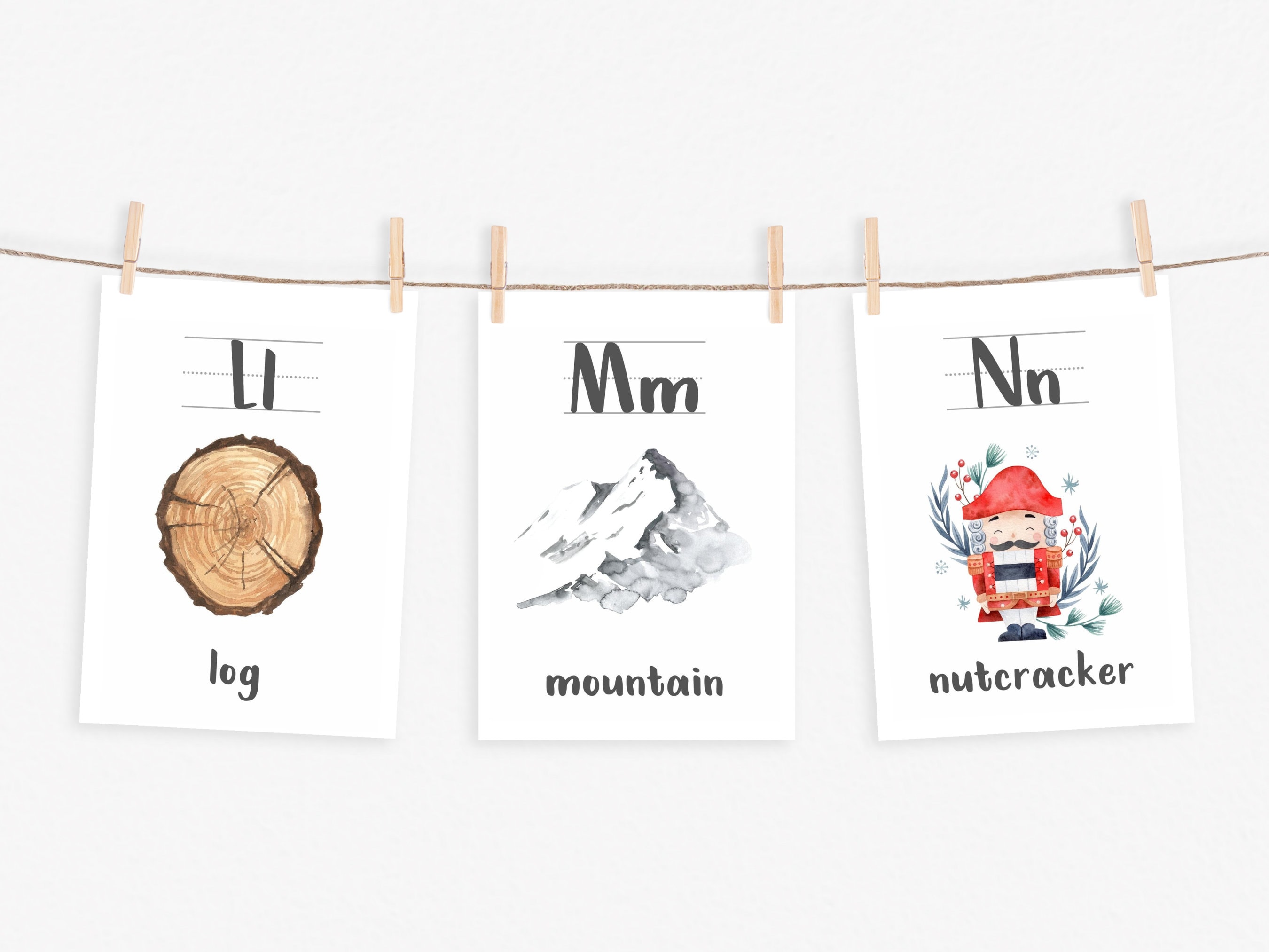 Watercolor Alphabet Cards WINTER THEMED - Etsy