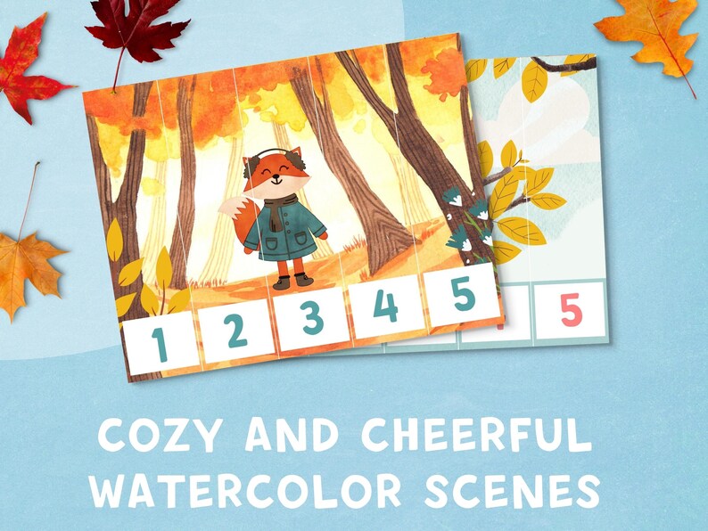 Six Autumn Themed Number Sequencing Puzzles, Watercolor 1-5 - Etsy Canada
