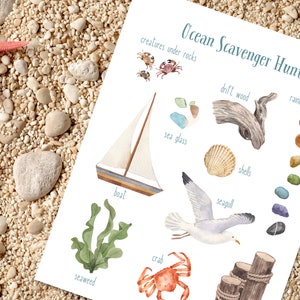 Ocean Scavenger Hunt, Free Nature Poster, Ocean Wall Art, Beach Hunt ...