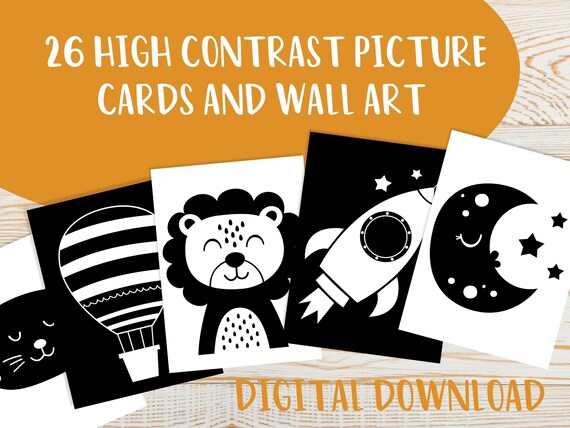 Black and White Infant Stimulation Cards and Wall Art - Etsy
