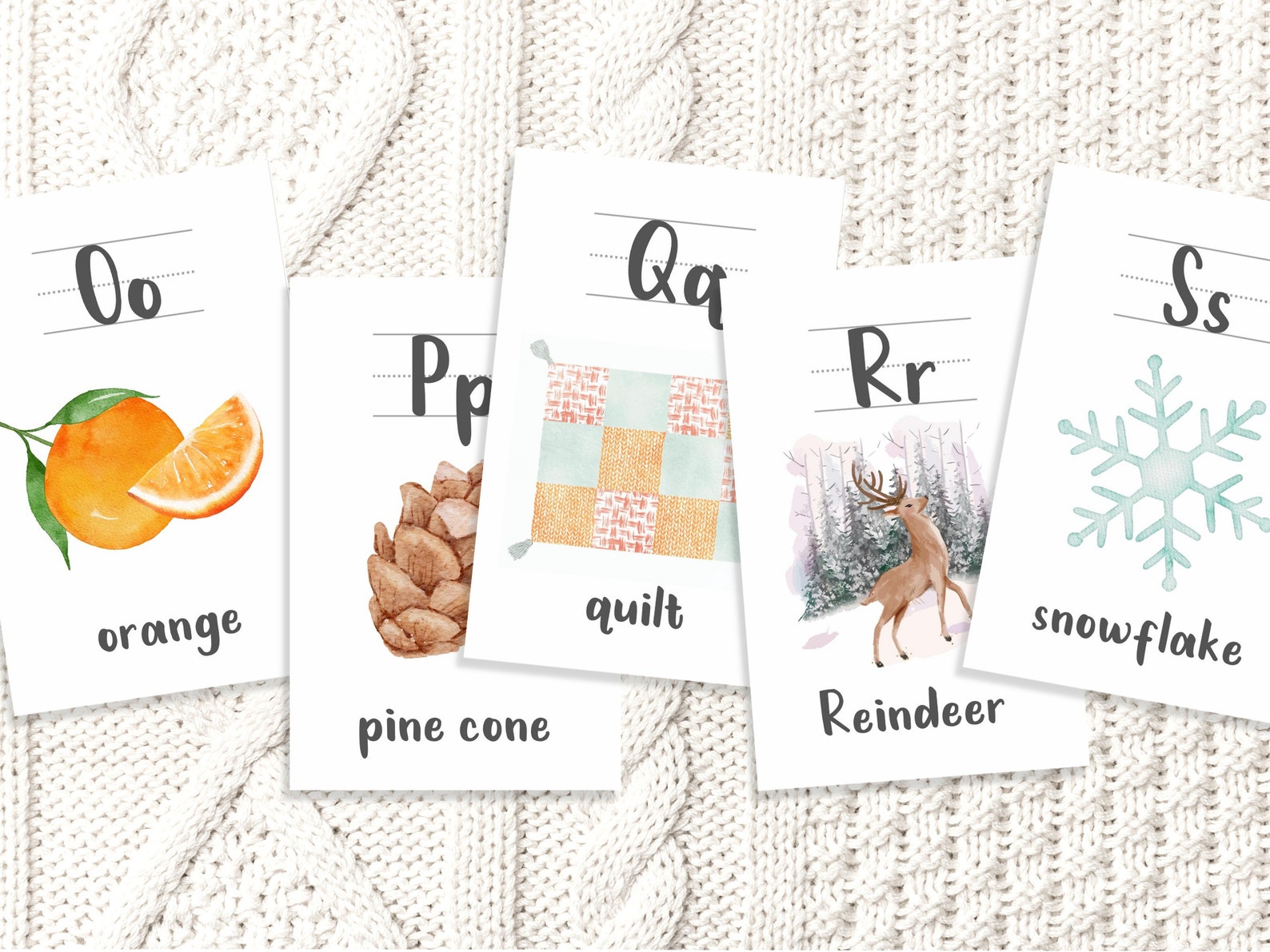 Watercolor Alphabet Cards WINTER THEMED - Etsy