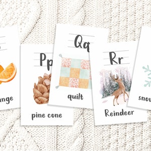 Watercolor Alphabet Cards - WINTER THEMED - Etsy