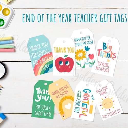 Teacher Appreciation Gift Tags Printable PDF Instant Digital - Etsy
