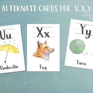 Nature Alphabet Cards, Wall and Flash Card Sizes, Watercolor ...