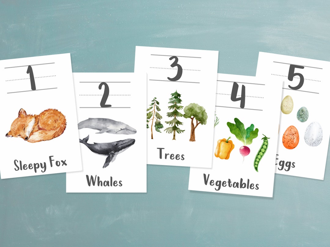 Nature Watercolor Counting Flashcards: Classroom & Homeschool (PDF) - Etsy