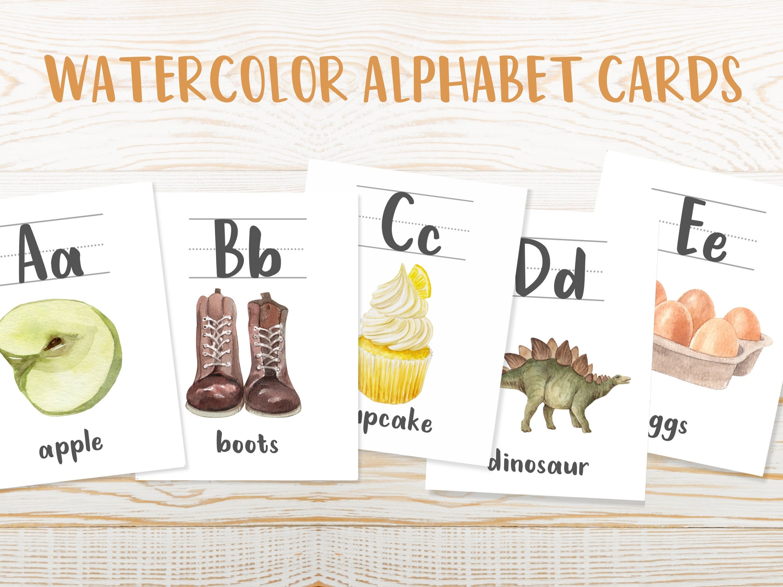 Watercolor Alphabet Cards Both Classroom Size and Flashcard - Etsy