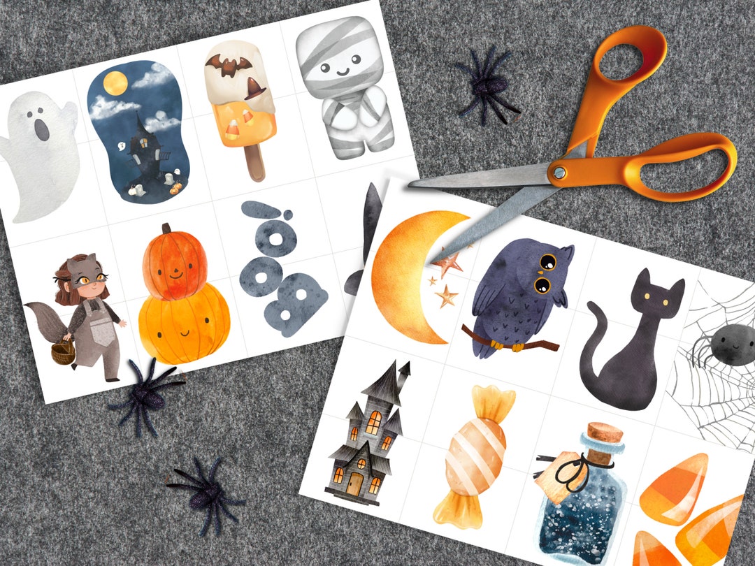 Halloween Matching Game, Watercolor, Waldorf Style, Pre-k - Etsy