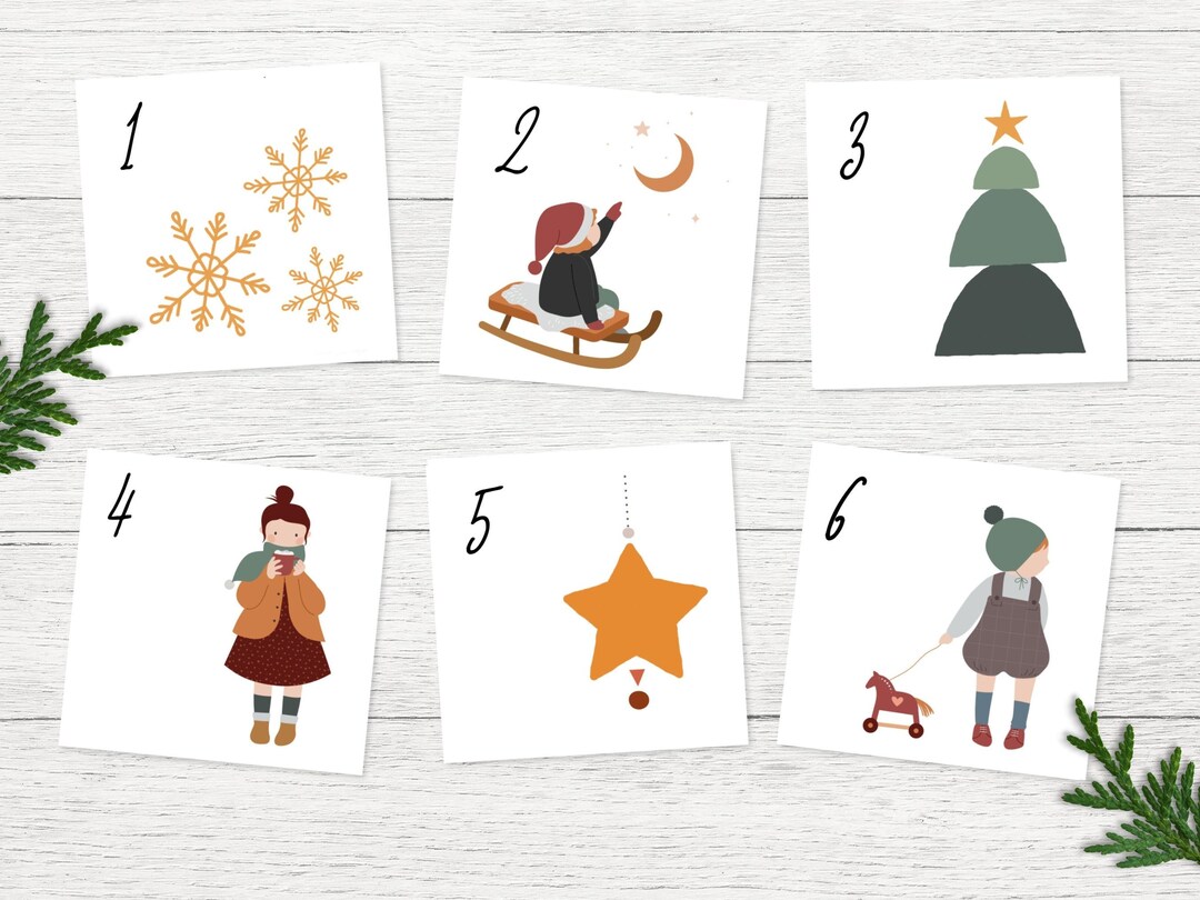 Boho Christmas Advent Cards - Etsy