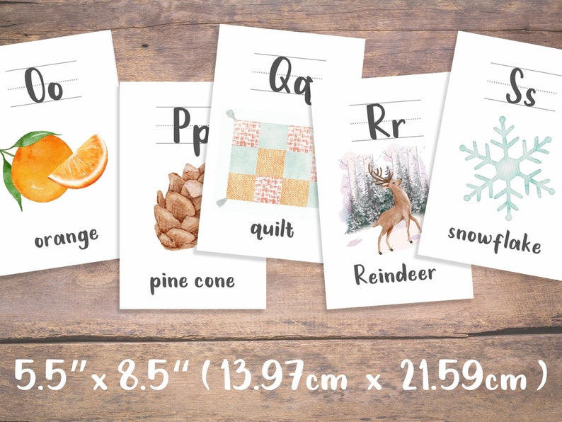 Watercolor Alphabet Cards WINTER THEMED Flash Cards - Etsy