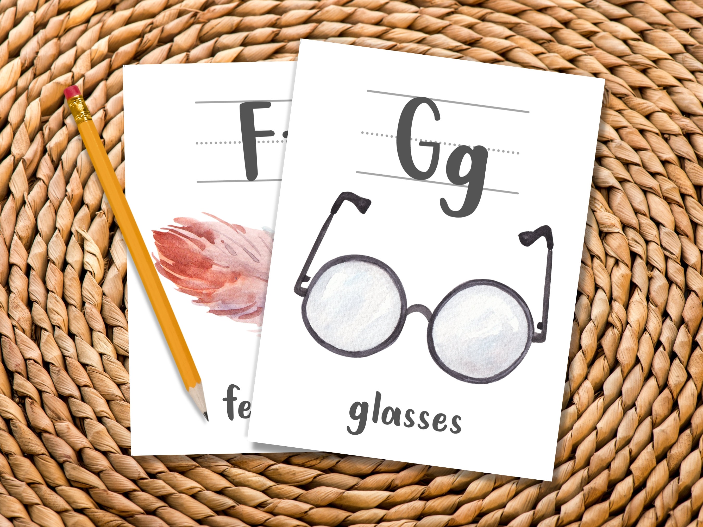 Watercolor Alphabet Cards Both Classroom Size and Flashcard - Etsy