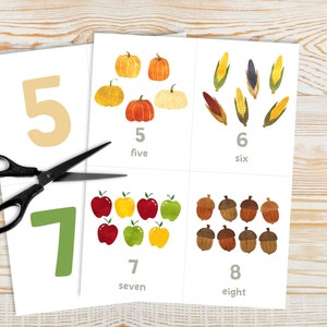 Fall Number Flash Cards: Homeschool Matching Game (PDF) - Etsy