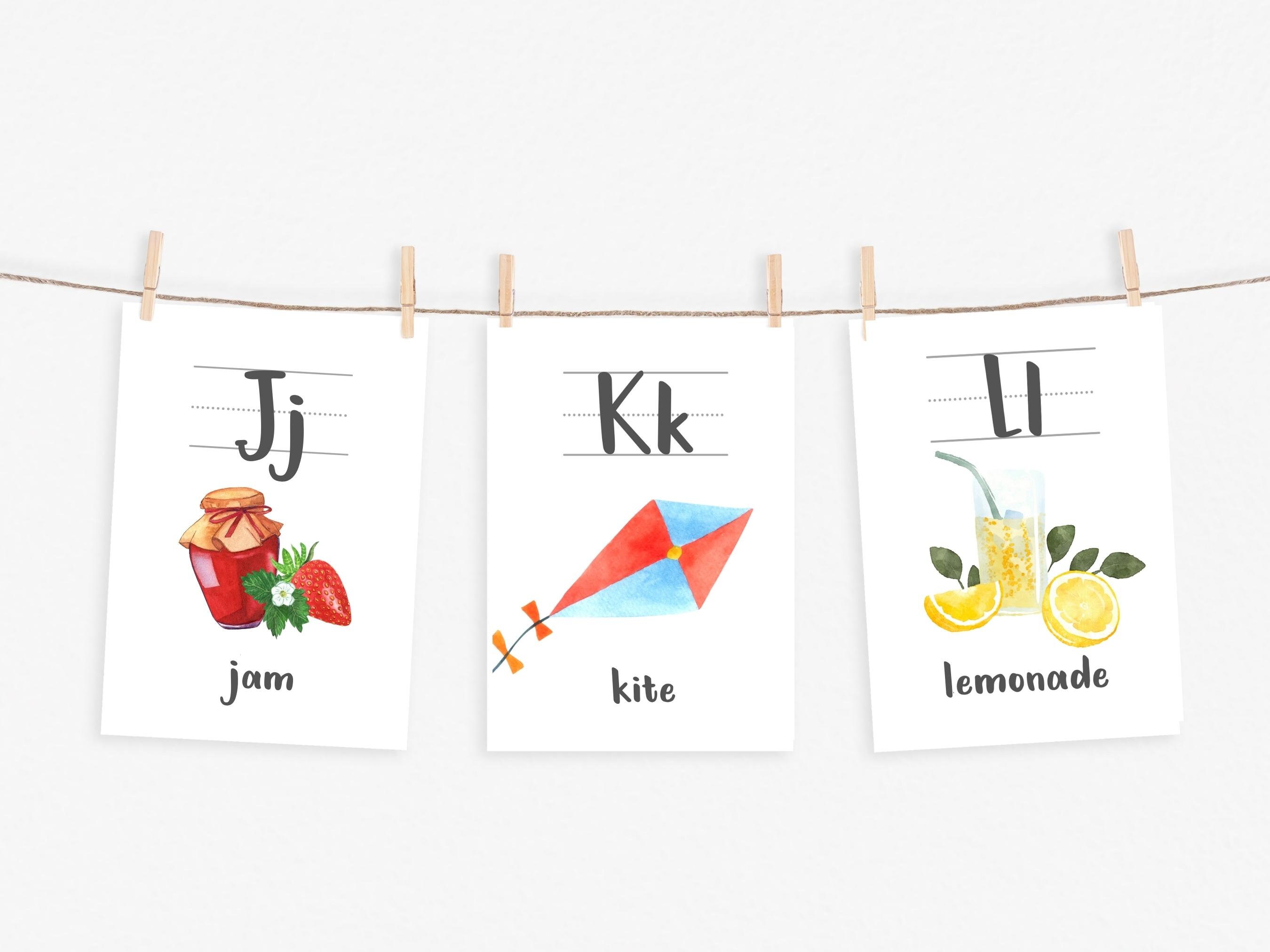 Watercolor Alphabet Cards Both Classroom Size and Flashcard - Etsy