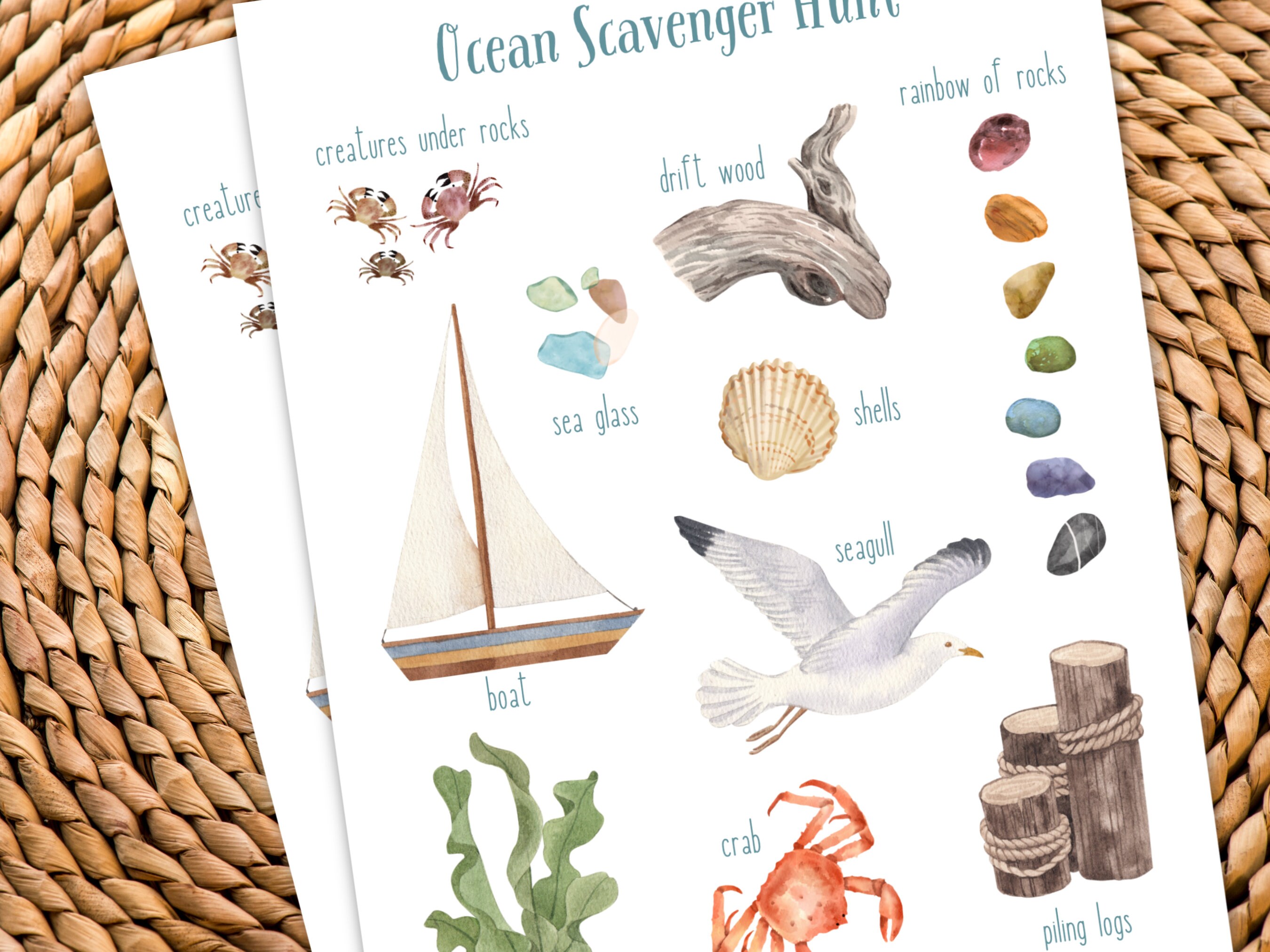 Ocean Scavenger Hunt, Free Nature Poster, Ocean Wall Art, Beach Hunt ...