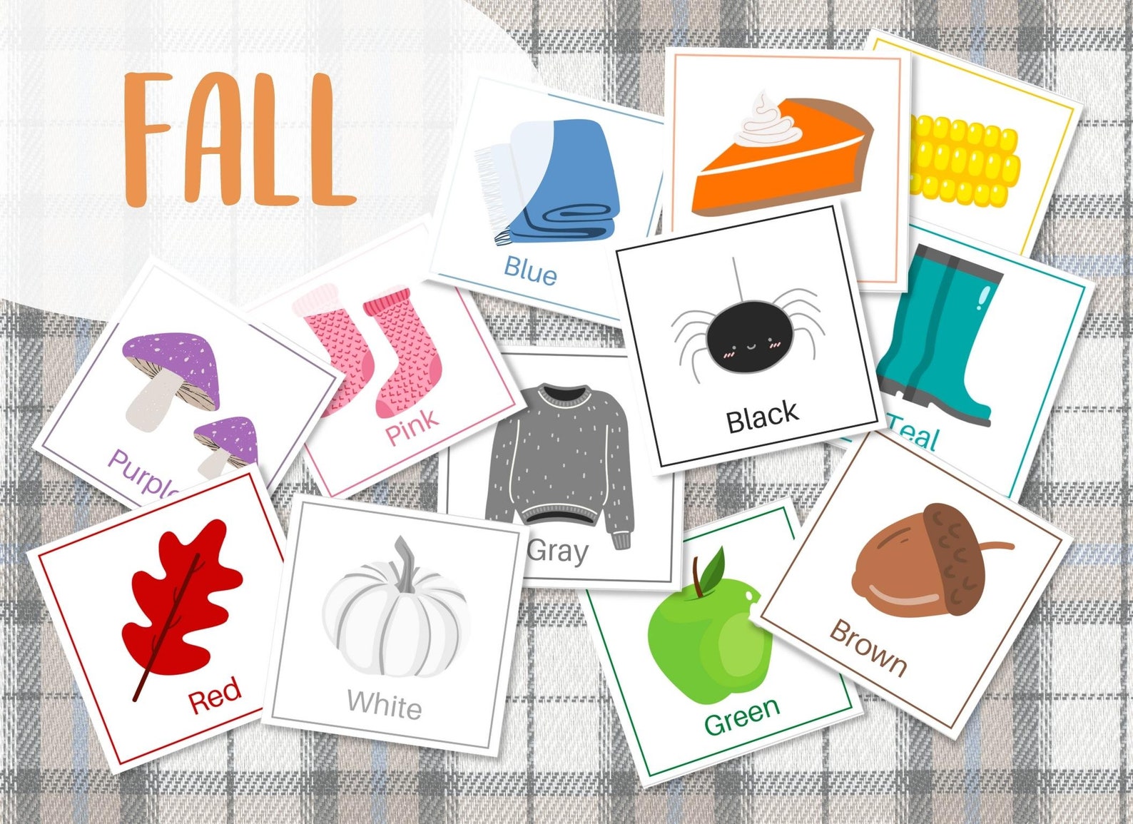 Color Matching Cards Color Flashcards Calendar Time - Etsy