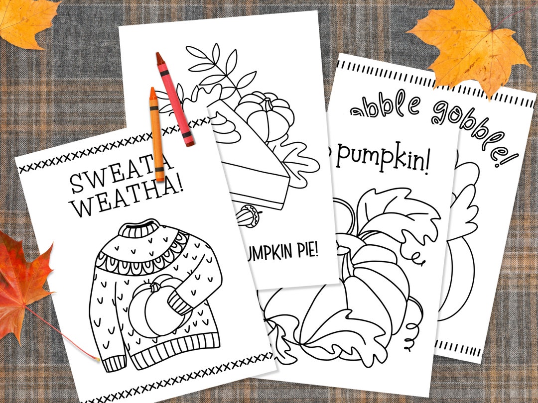 Thanksgiving Coloring Pages, Holiday Coloring Activity - Etsy