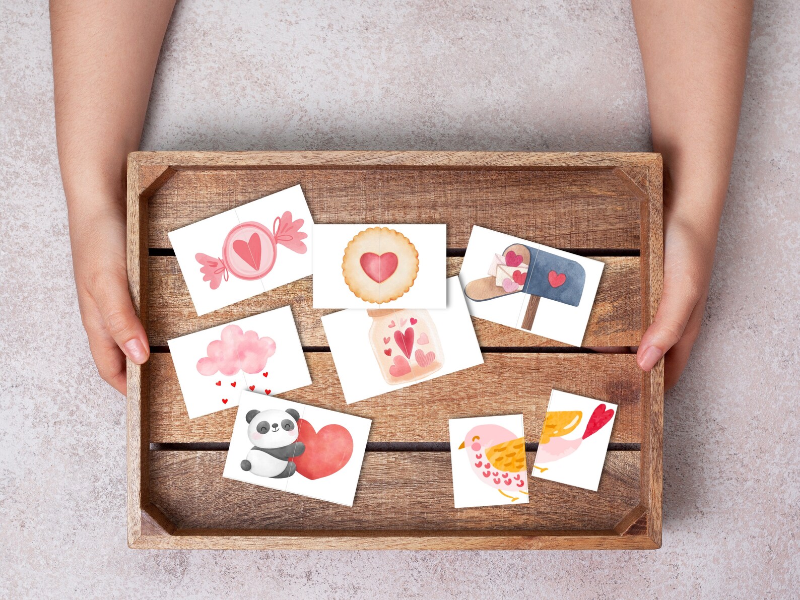 Valentines Matching Game Watercolor Pre-k - Etsy